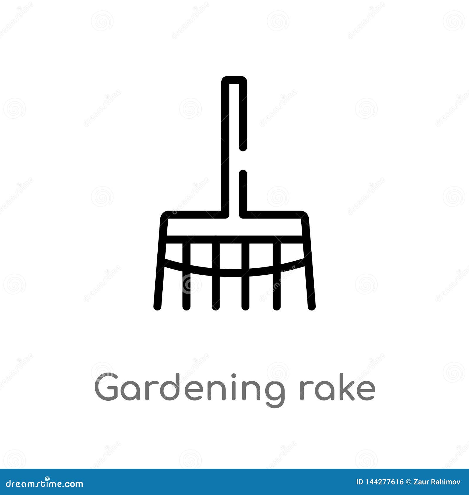 Outline Gardening Rake Vector Icon. Isolated Black Simple Line Element ...