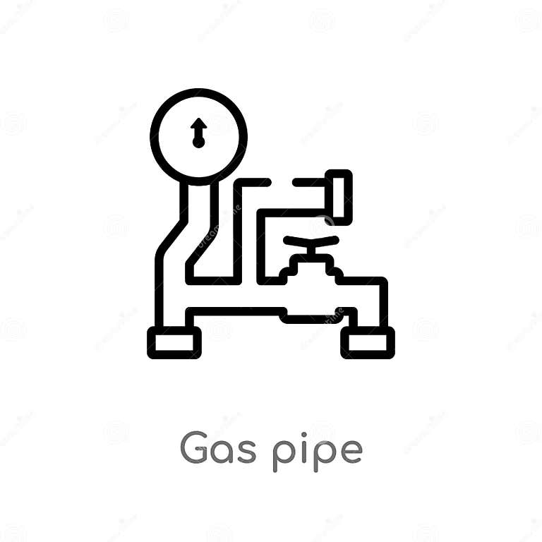 Outline Gas Pipe Vector Icon. Isolated Black Simple Line Element ...