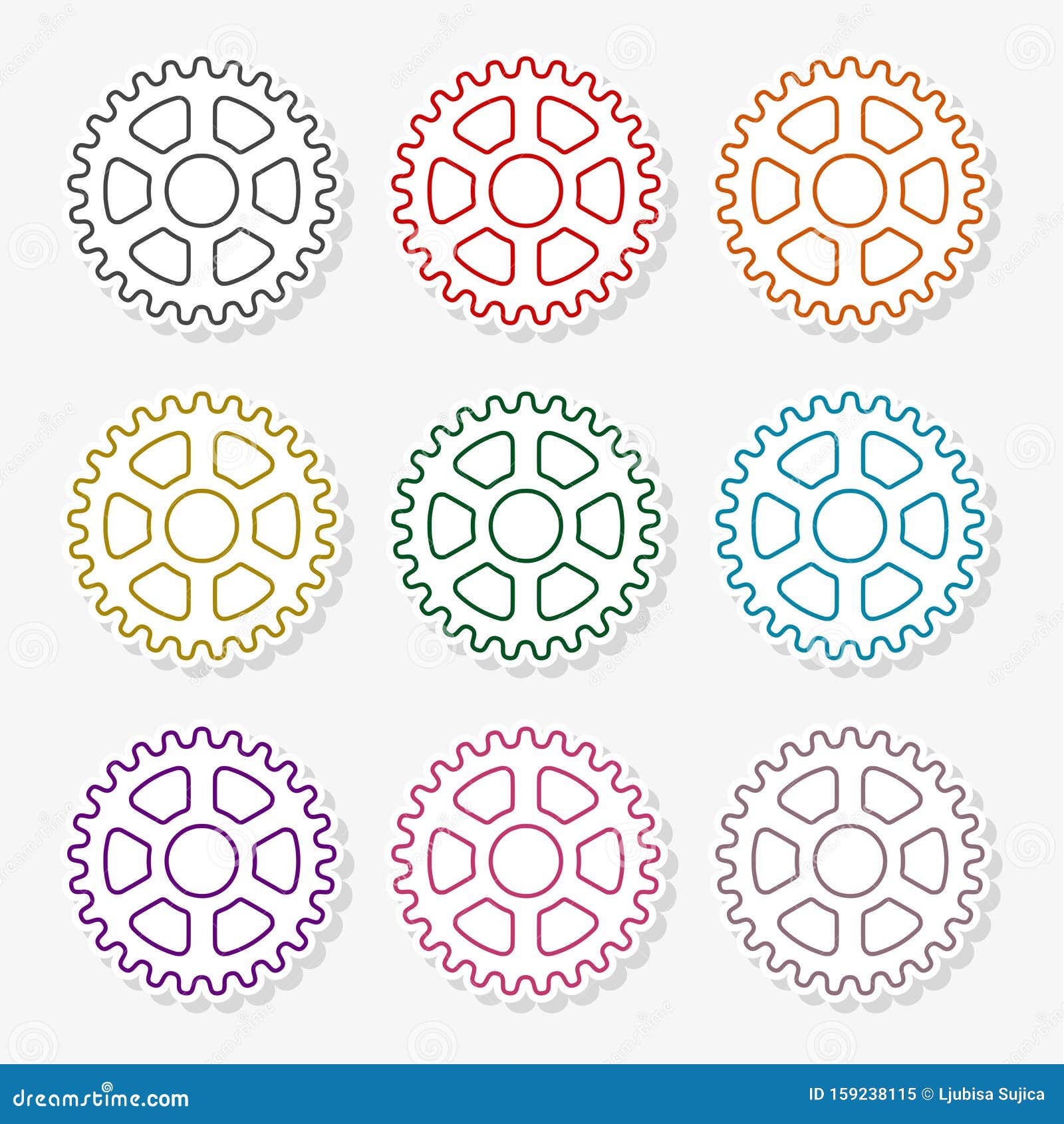 Outline gear icon stock vector. Illustration of equipment - 159238115