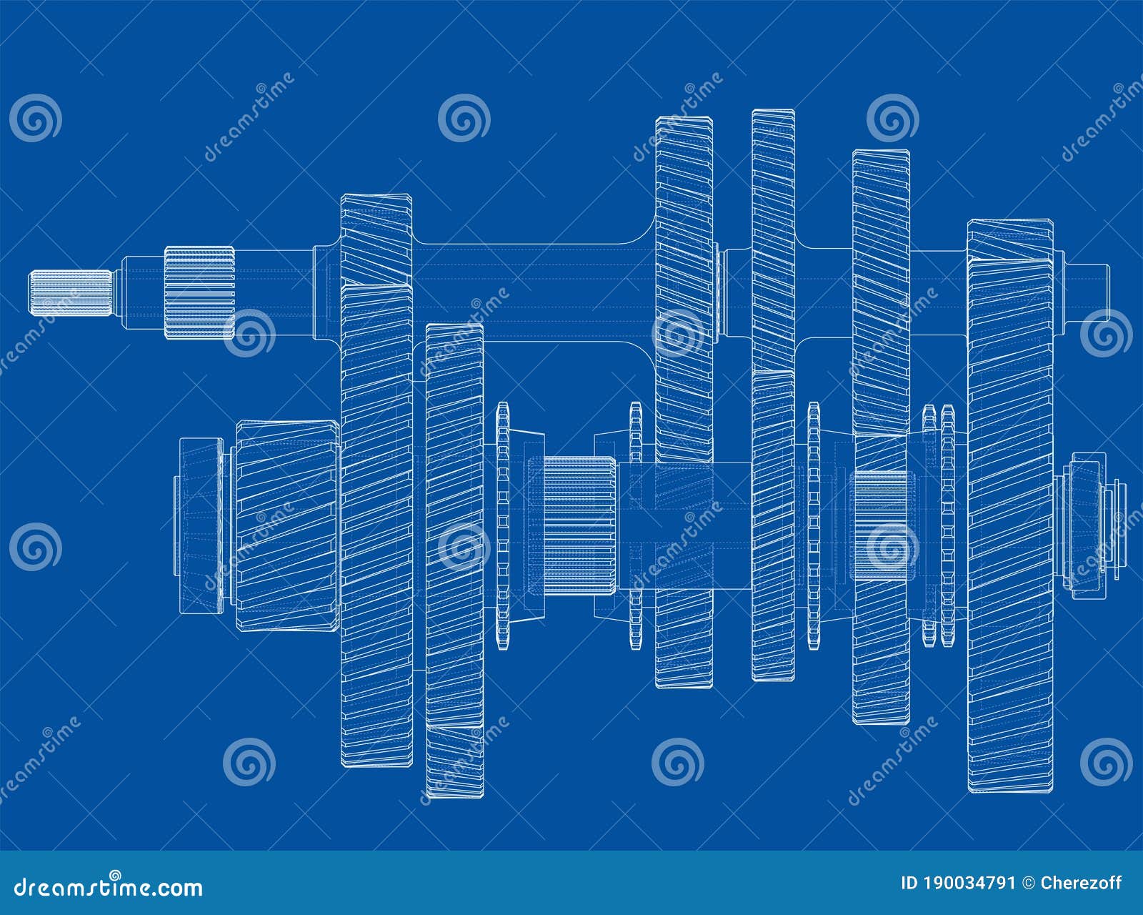 Outline Gearbox Concept. 3D Illustration Stock Illustration ...