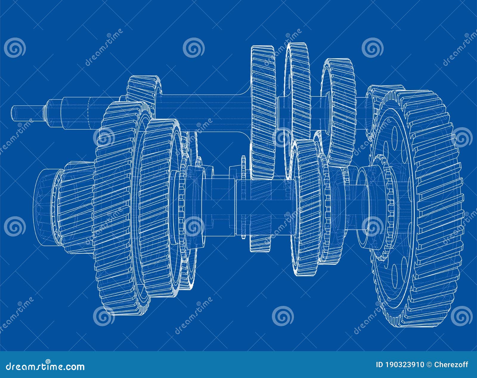 Outline Gearbox Concept. 3D Illustration Stock Illustration ...