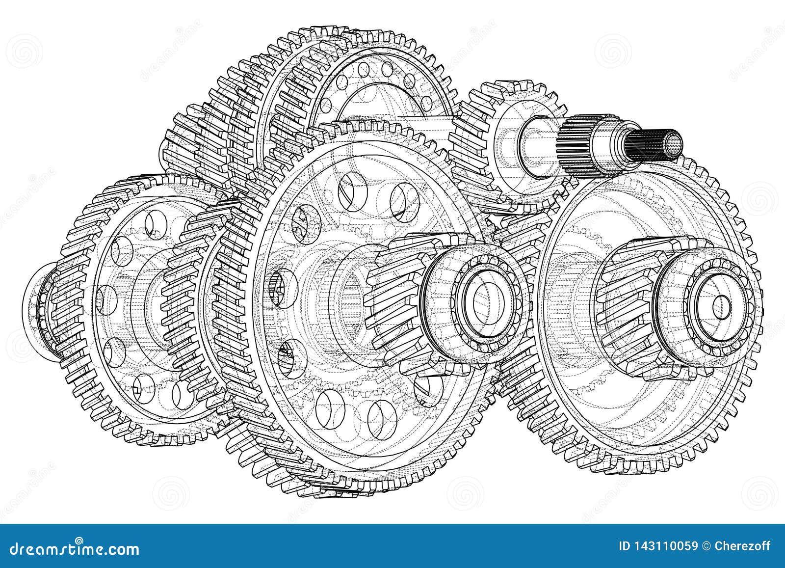 Outline Gearbox Concept. Vector Stock Vector - Illustration of ...