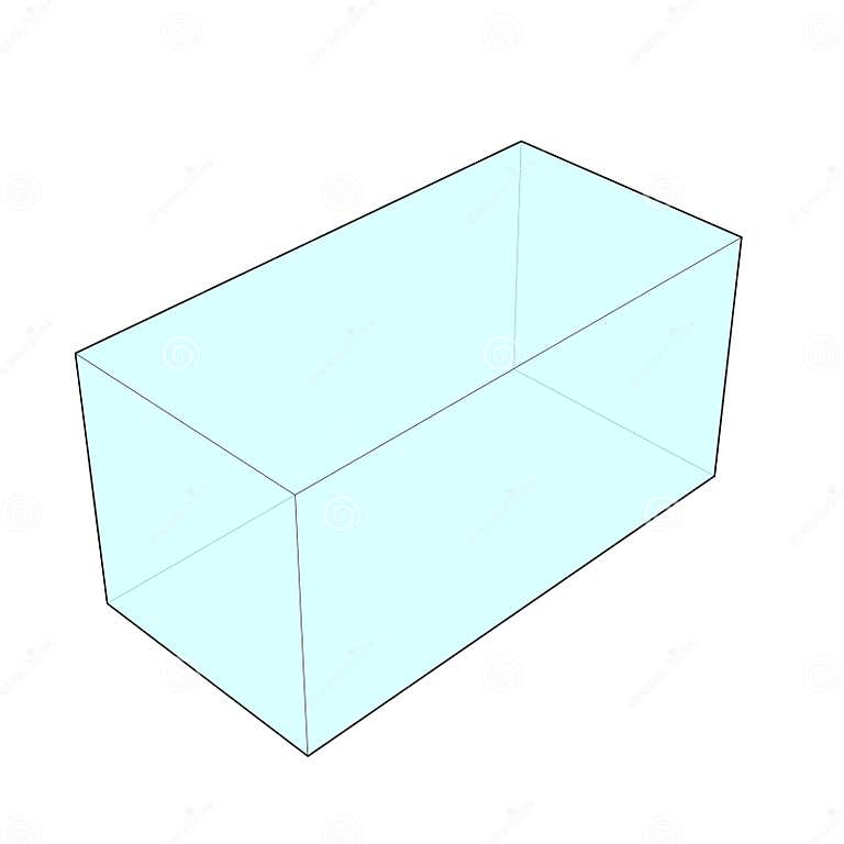 Outline of a Geometric Rectangular Prism Shape with Blue Infill Stock ...