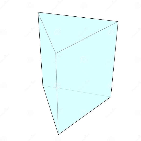 Outline of a Geometric Triangular Prism Shape with Blue Infill Stock ...