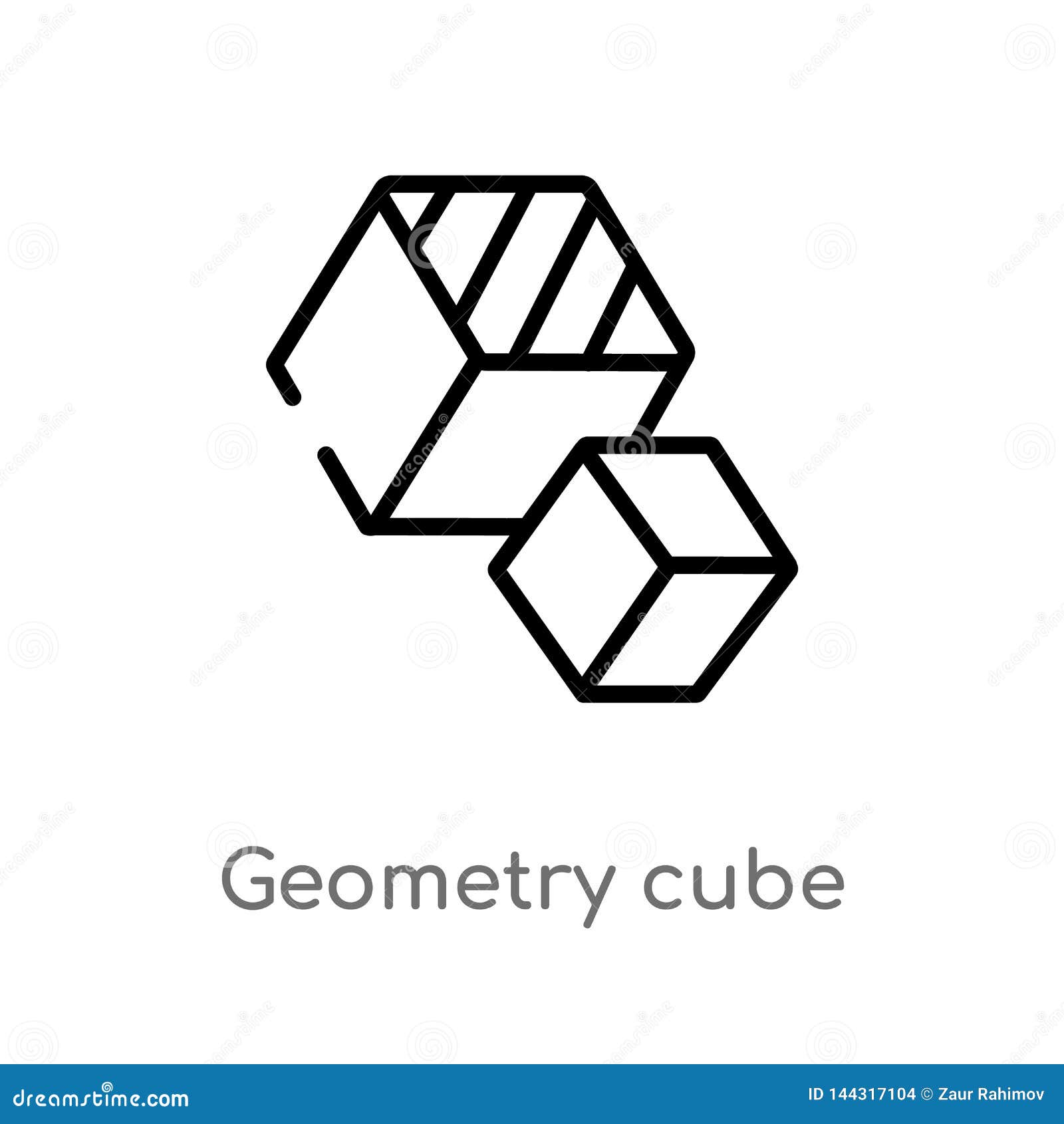 Outline Geometry Cube Vector Icon. Isolated Black Simple Line Element ...
