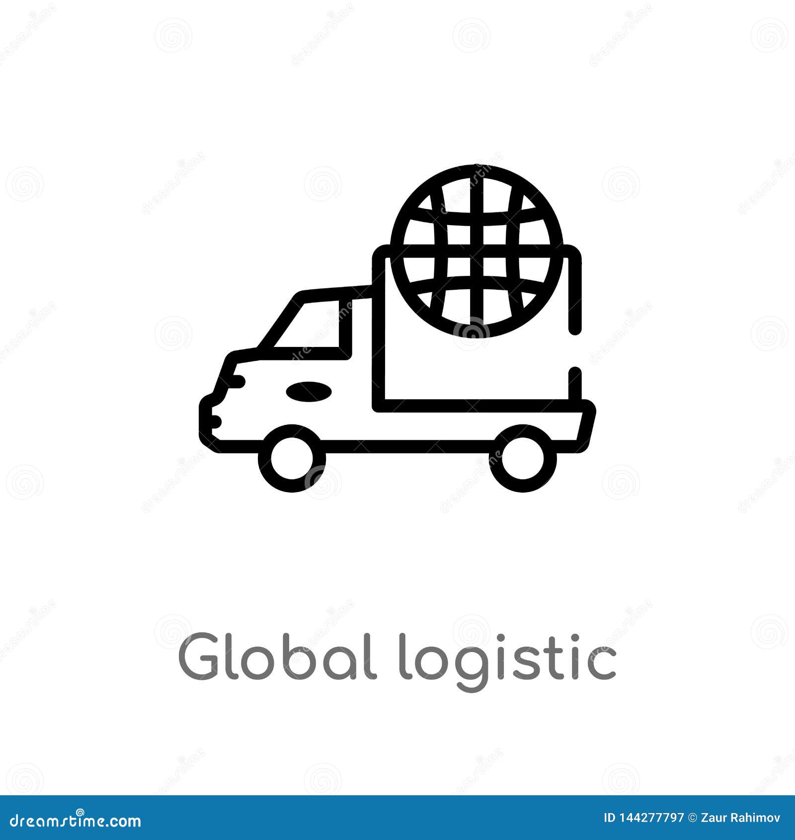 Outline Global Logistic Vector Icon. Isolated Black Simple Line Element ...
