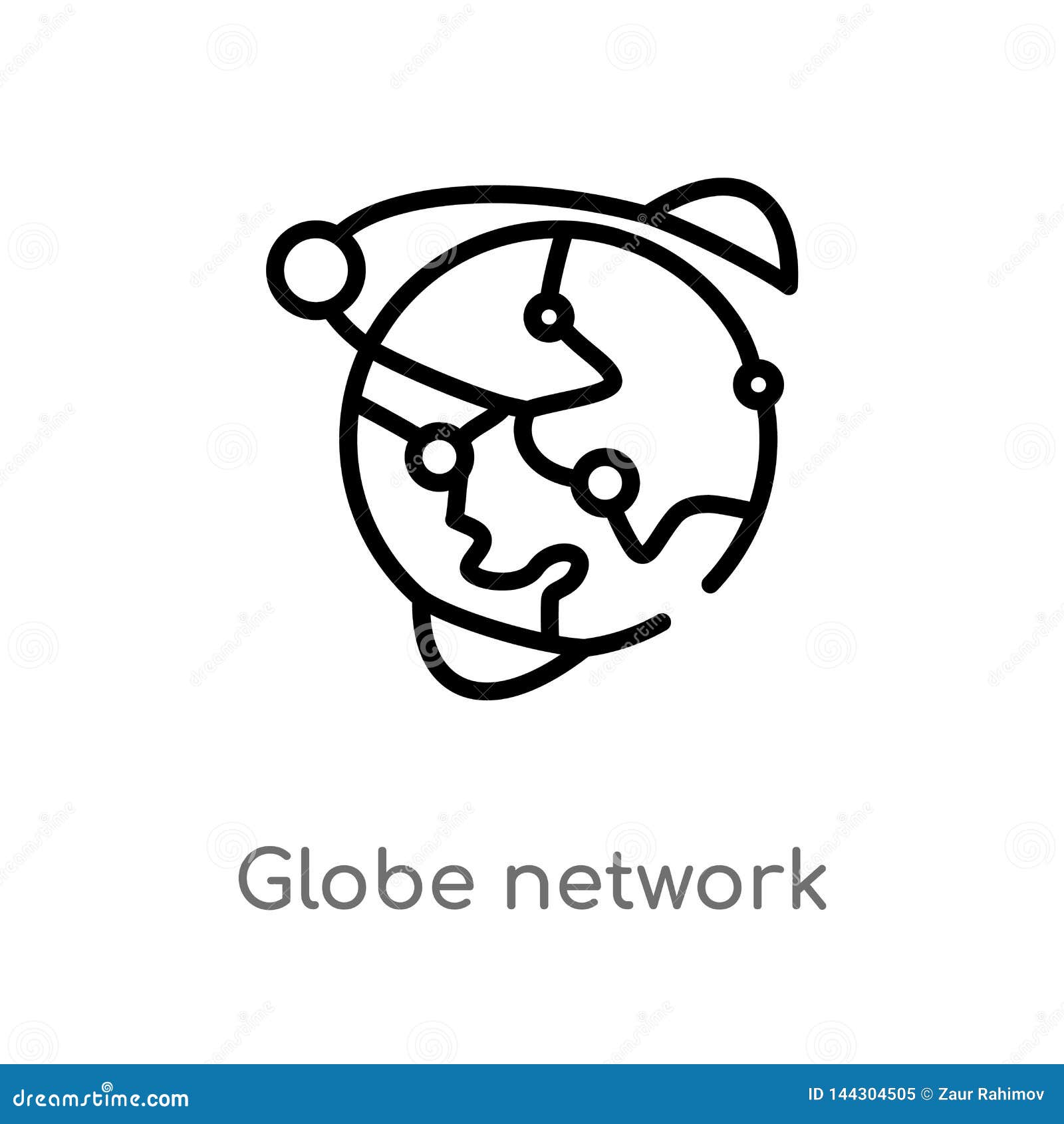 Outline Globe Network Vector Icon. Isolated Black Simple Line Element ...