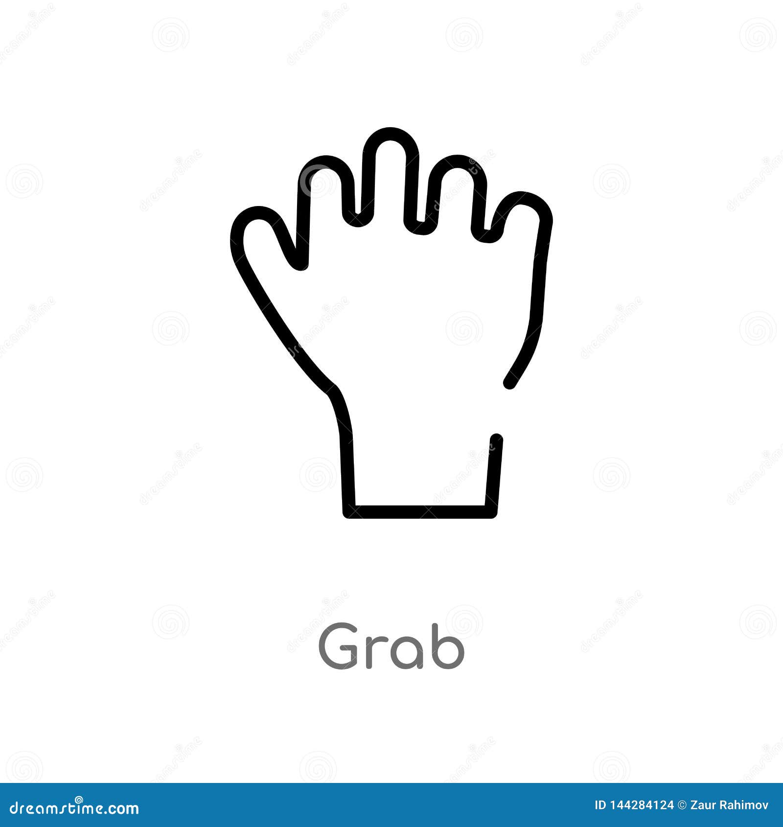 Outline Grab Vector Icon. Isolated Black Simple Line Element ...