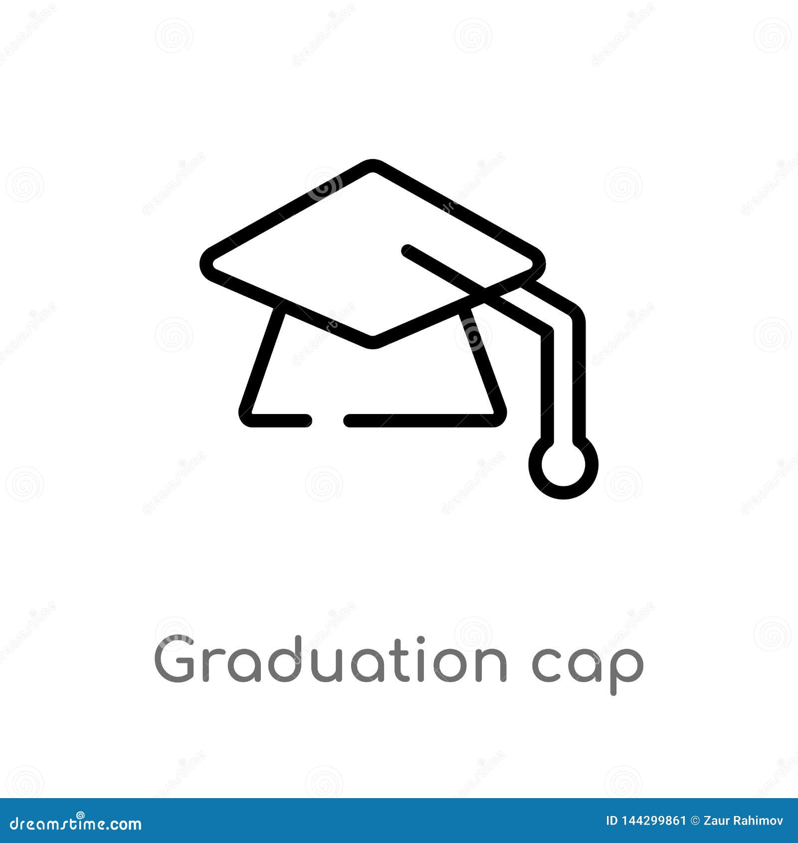 Outline Graduation Cap And Diploma Vector Icon. Isolated Black Simple ...