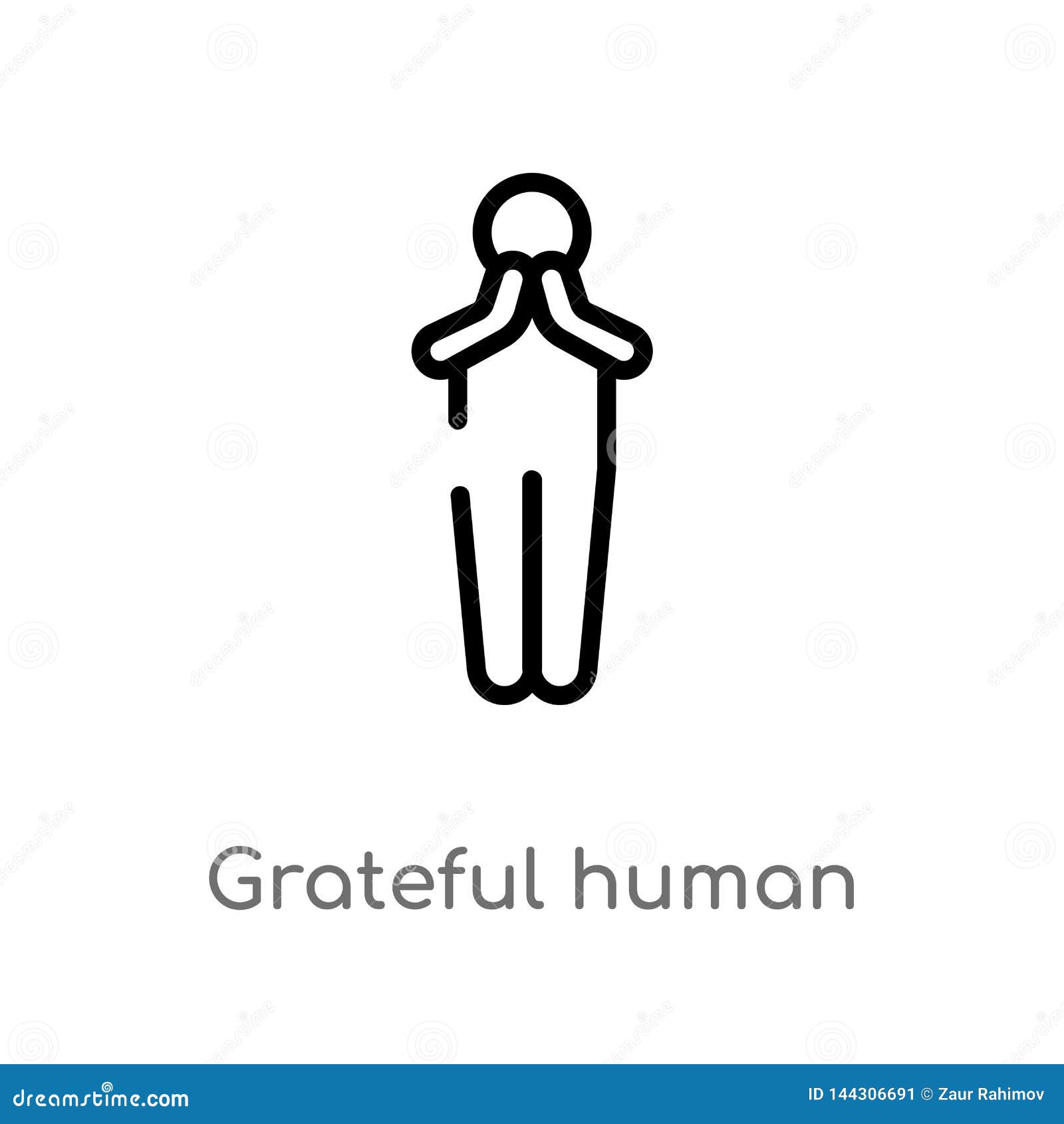 Outline Grateful Human Vector Icon. Isolated Black Simple Line Element ...