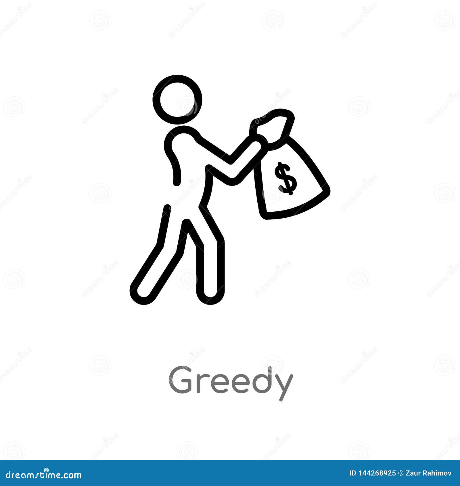 Outline Greedy Vector Icon. Isolated Black Simple Line Element ...