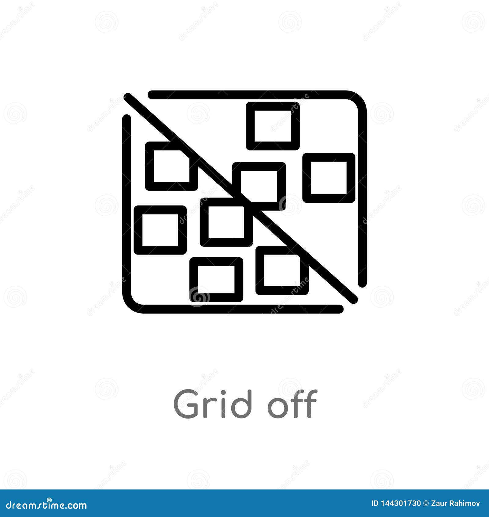 Outline Grid Off Vector Icon. Isolated Black Simple Line Element ...
