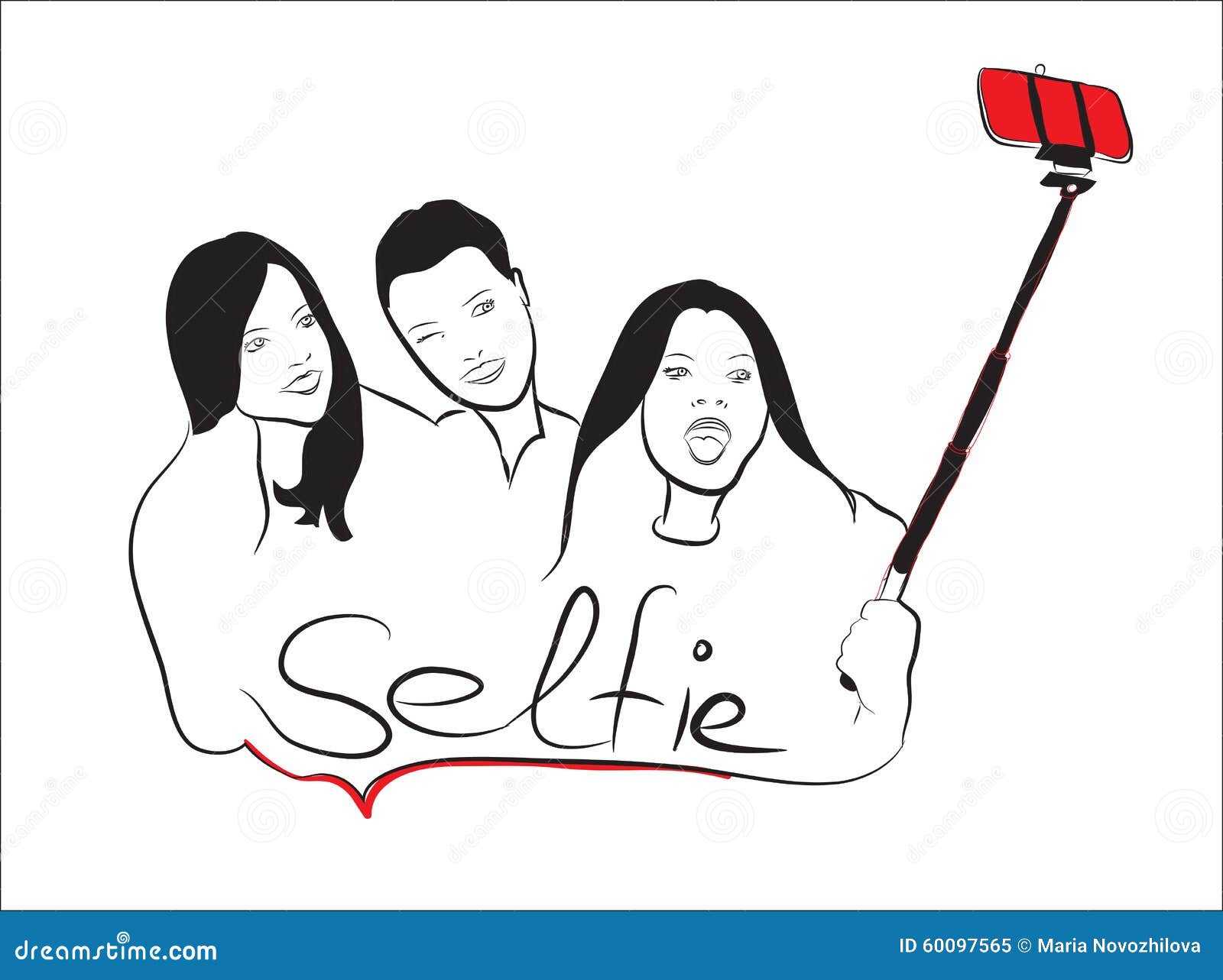 Outline Group Girls by Selfi Stock Vector - Illustration of handdrawn ...