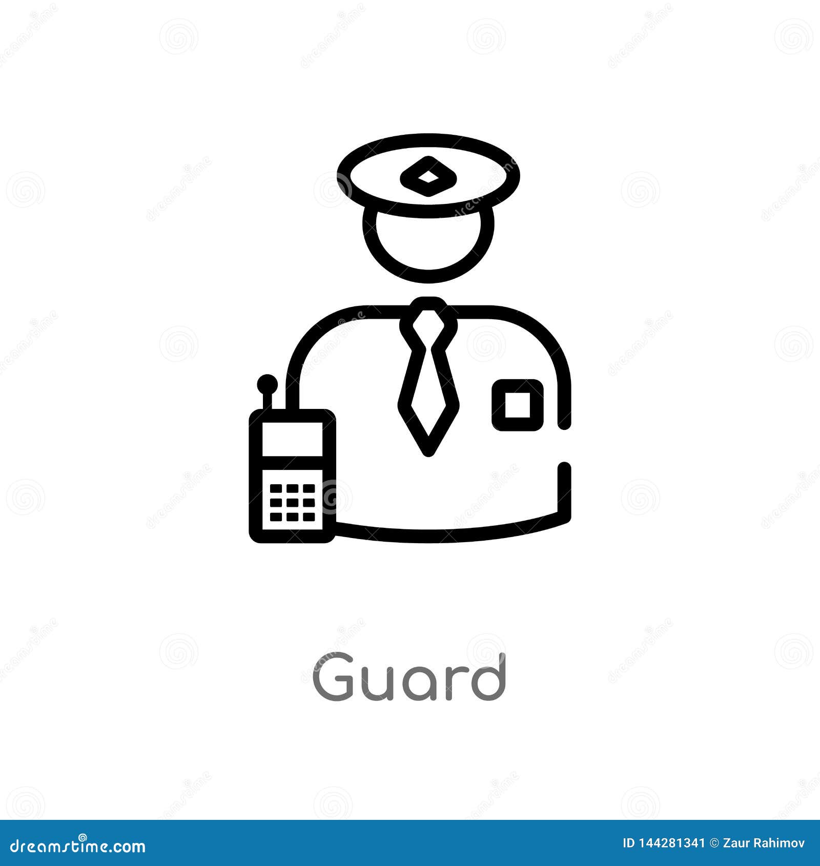 Outline Guard Vector Icon. Isolated Black Simple Line Element ...
