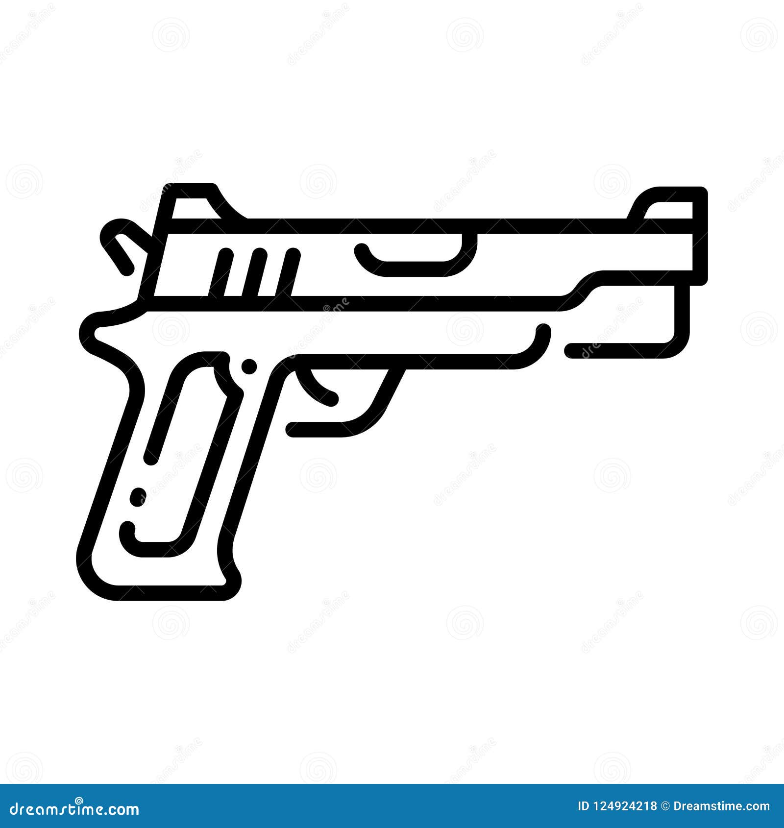 Outline gun stock vector. Illustration of vector, criminal - 124924218