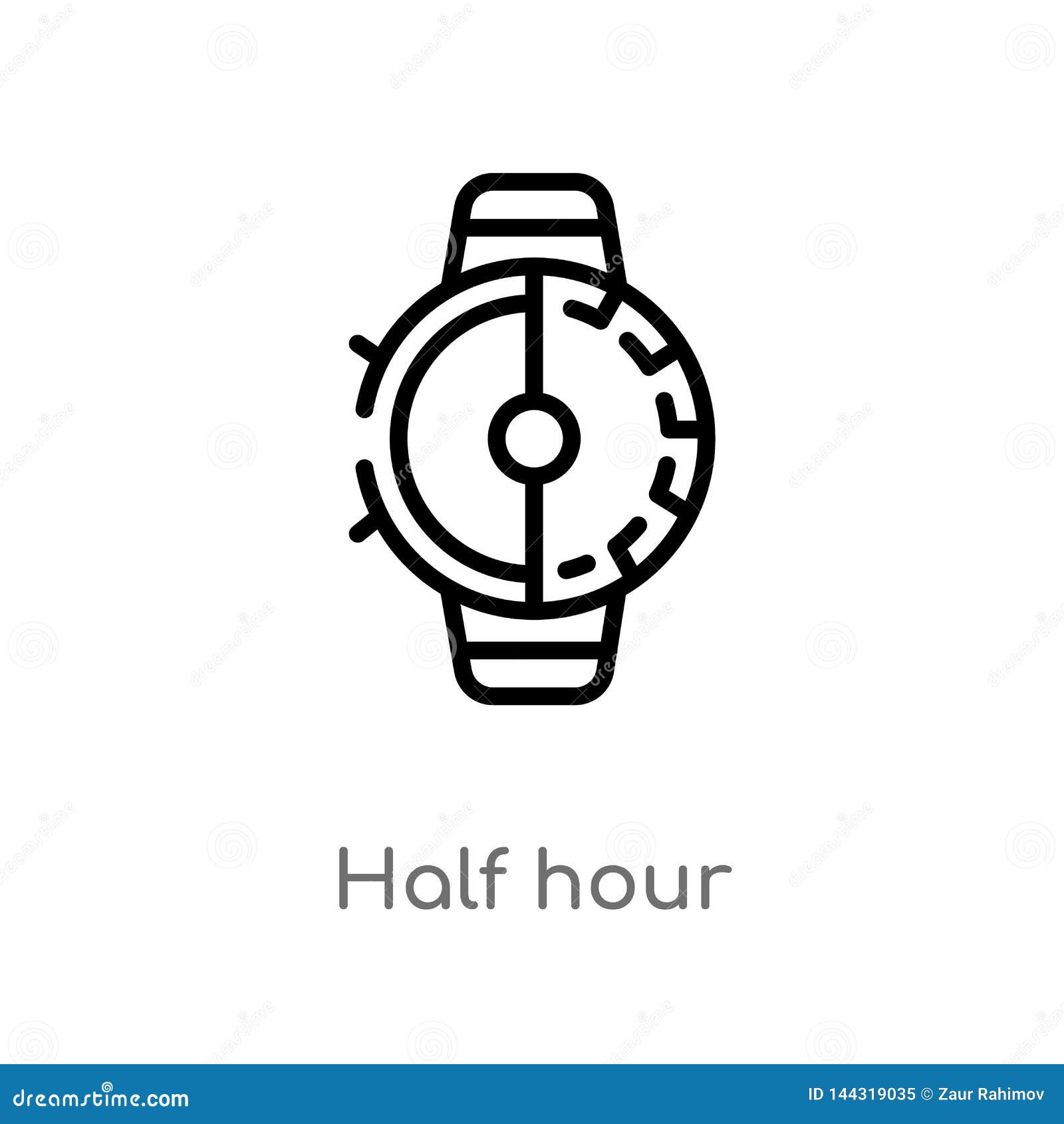 Outline Half Hour Vector Icon. Isolated Black Simple Line Element ...