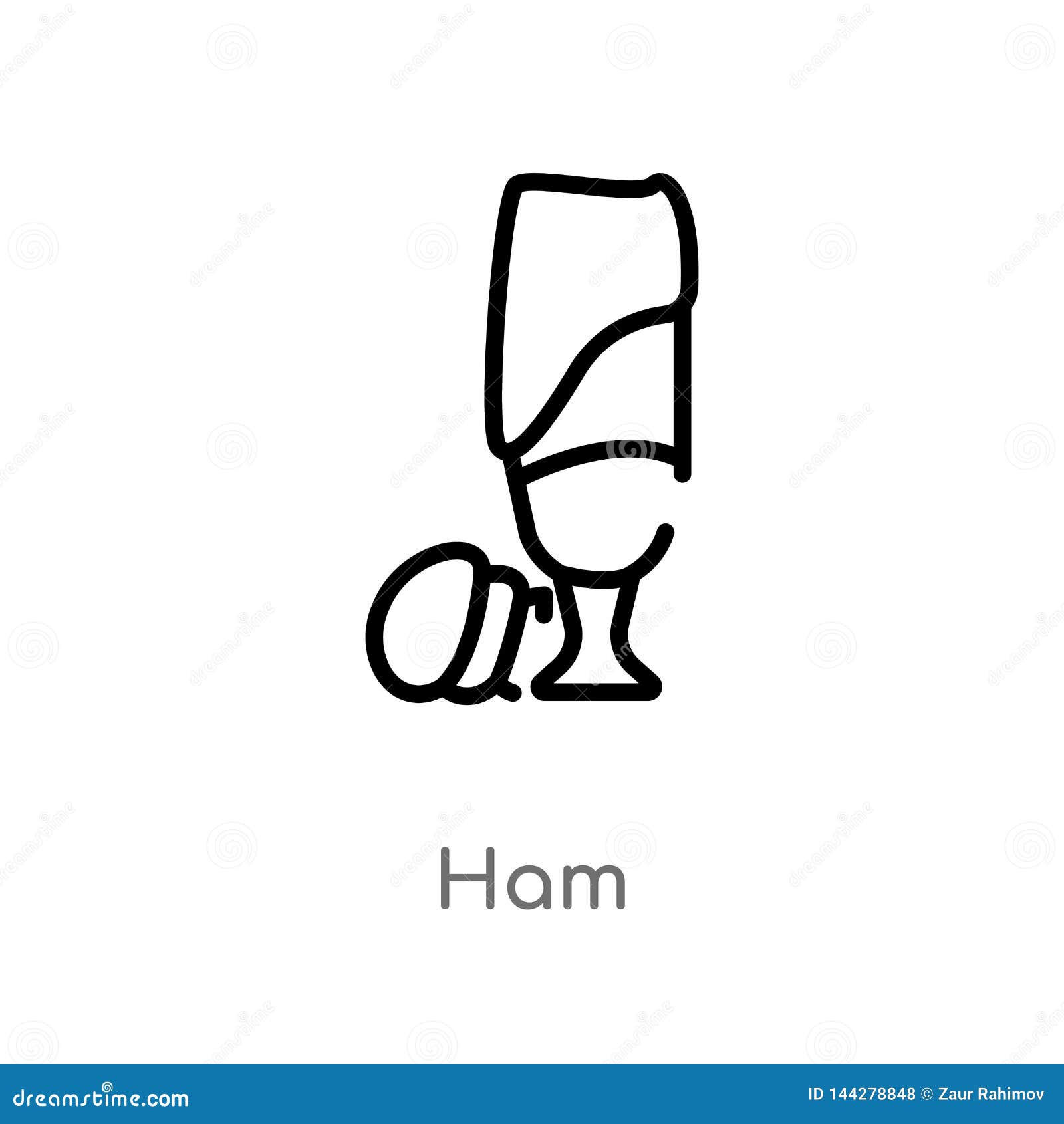 Outline Ham Vector Icon. Isolated Black Simple Line Element ...