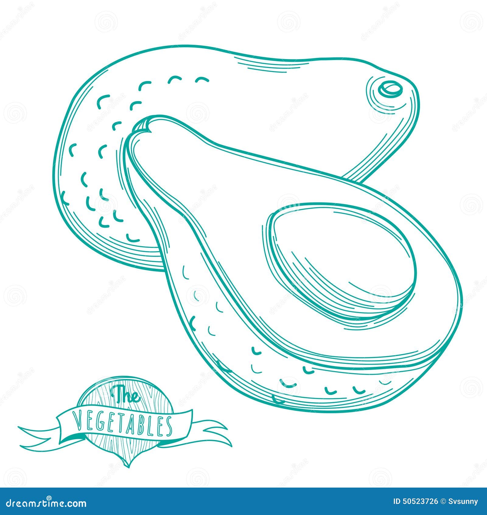 Outline Hand Drawn Sketch of Avocado (flat Style, Thin Line) Stock ...