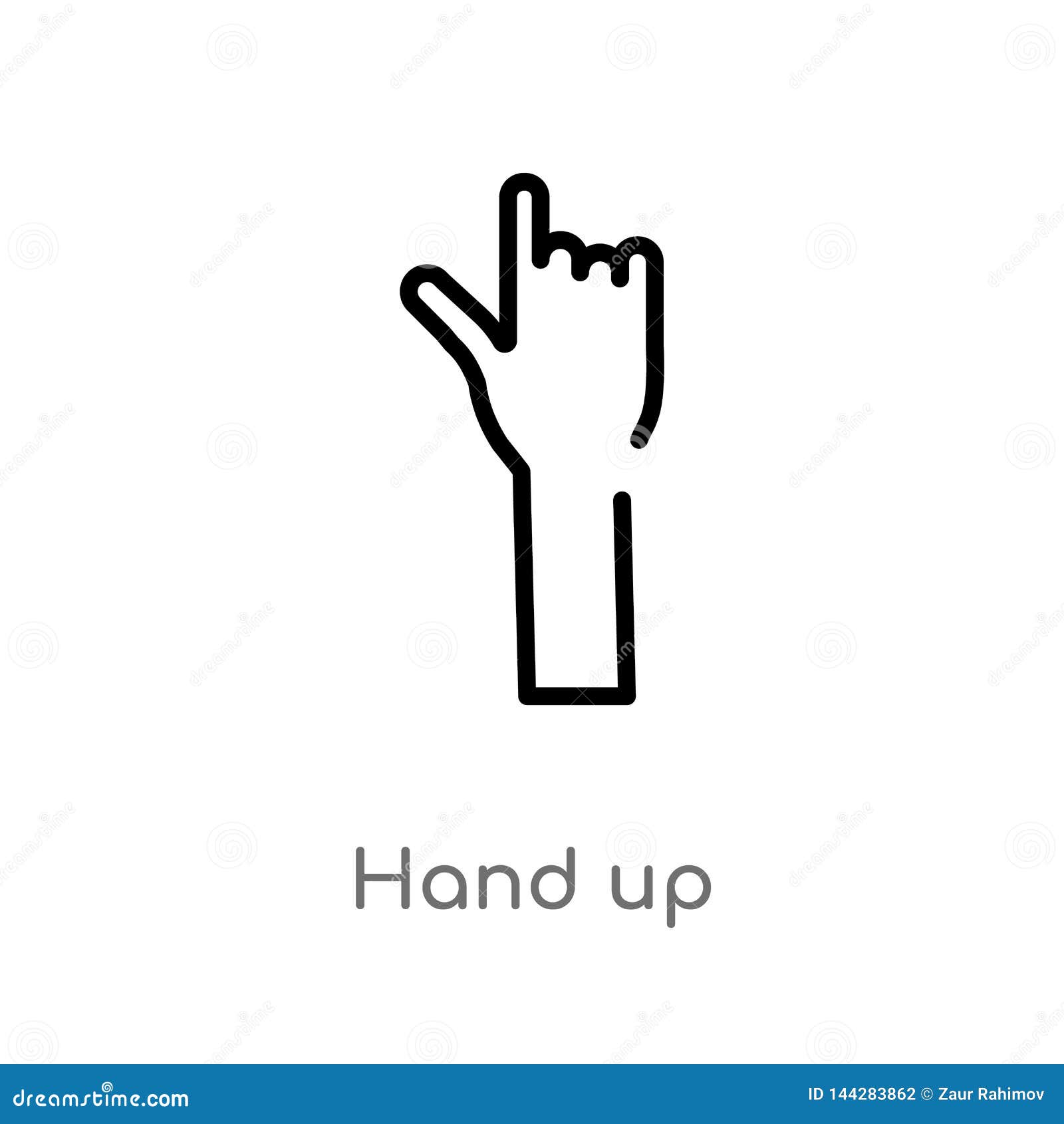 Outline Hand Up Vector Icon. Isolated Black Simple Line Element ...