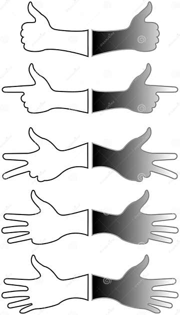 Outline Hands with Counting Fingers Stock Illustration - Illustration ...