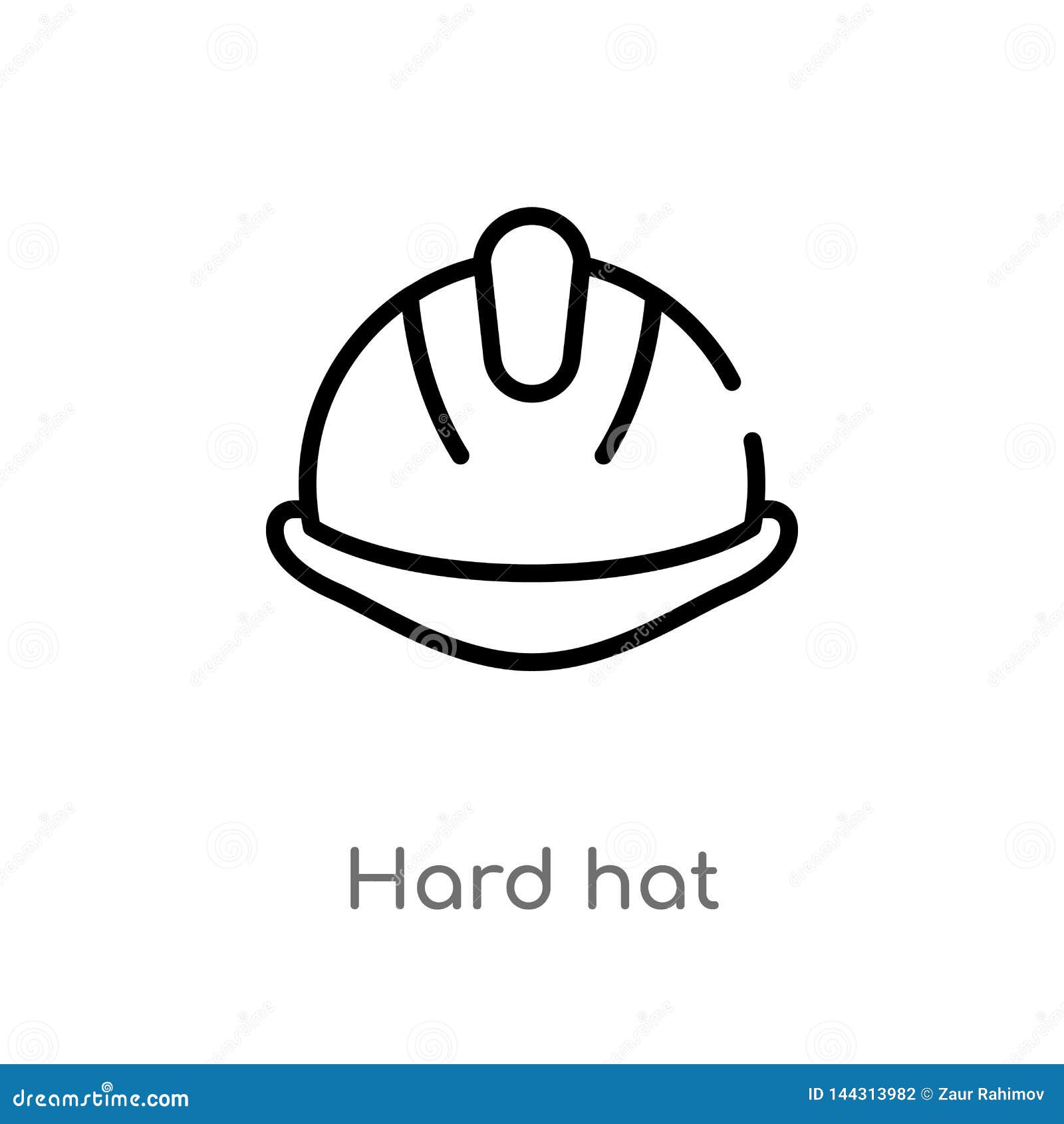 Outline Hard Hat Vector Icon. Isolated Black Simple Line Element ... Outline Hard Hat Vector Icon. Isolated Black Simple Line Element ...