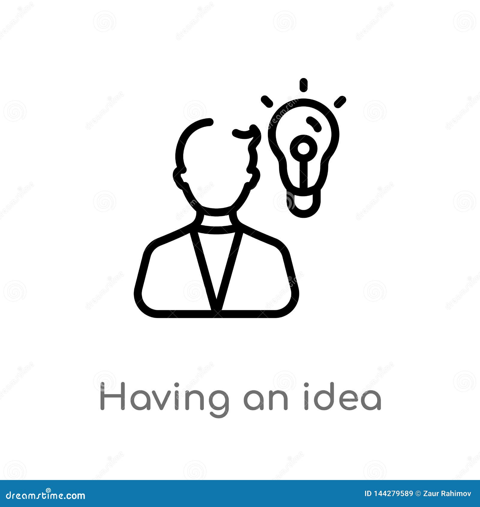Outline Having an Idea Vector Icon. Isolated Black Simple Line Element ...