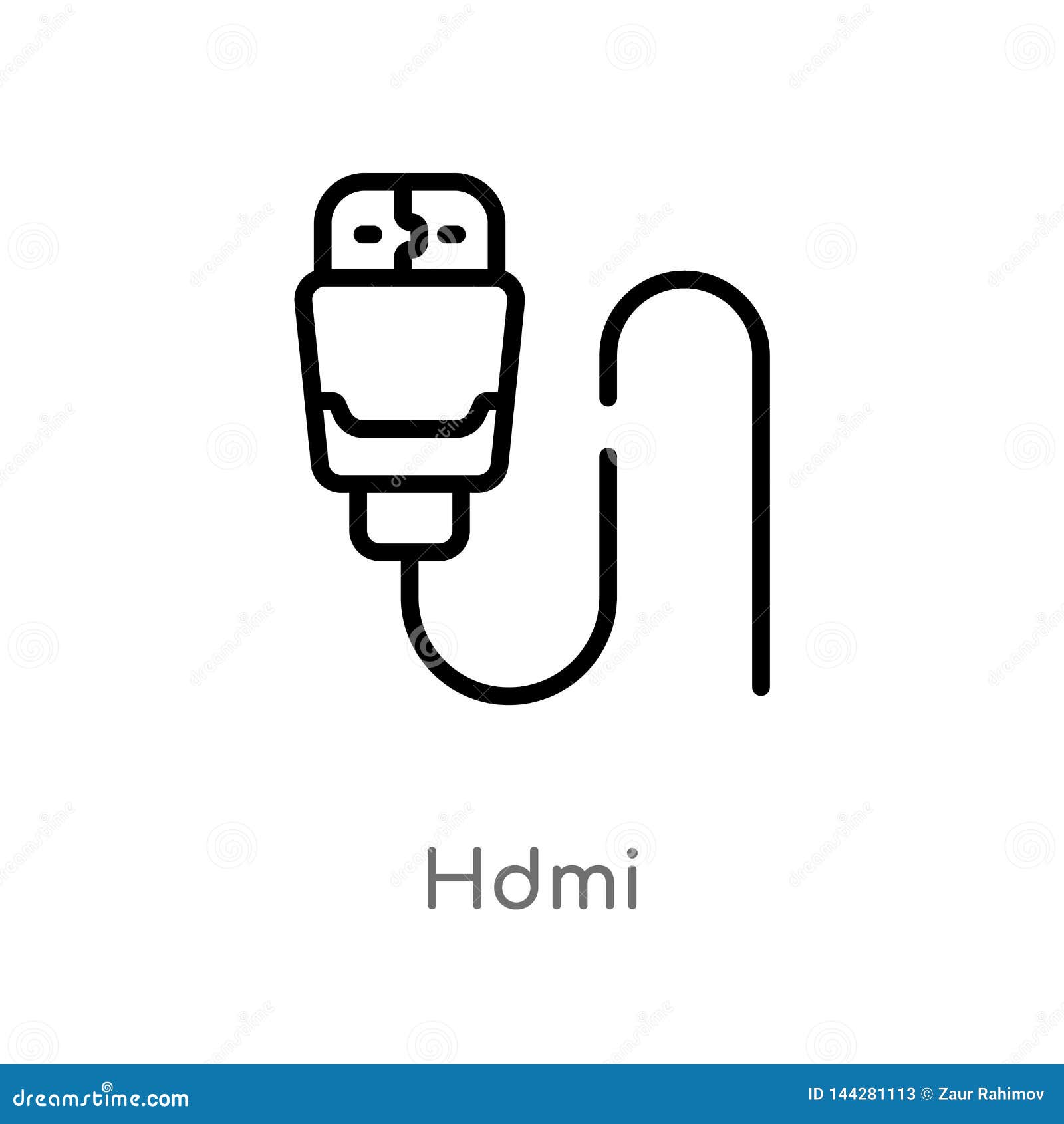 Outline Hdmi Vector Icon. Isolated Black Simple Line Element ...