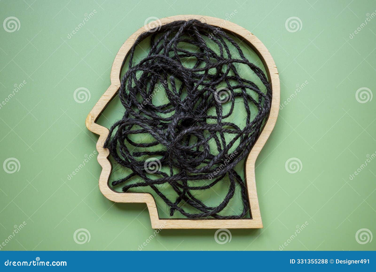 Outline of a Head with Black Threads Inside. this Could Symbolize ...