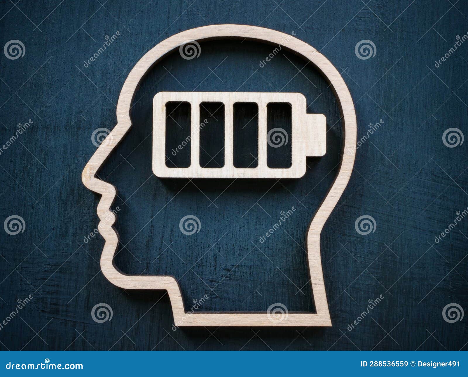 The Outline of Head with a Dead Battery Inside. Burnout and Fatigue ...