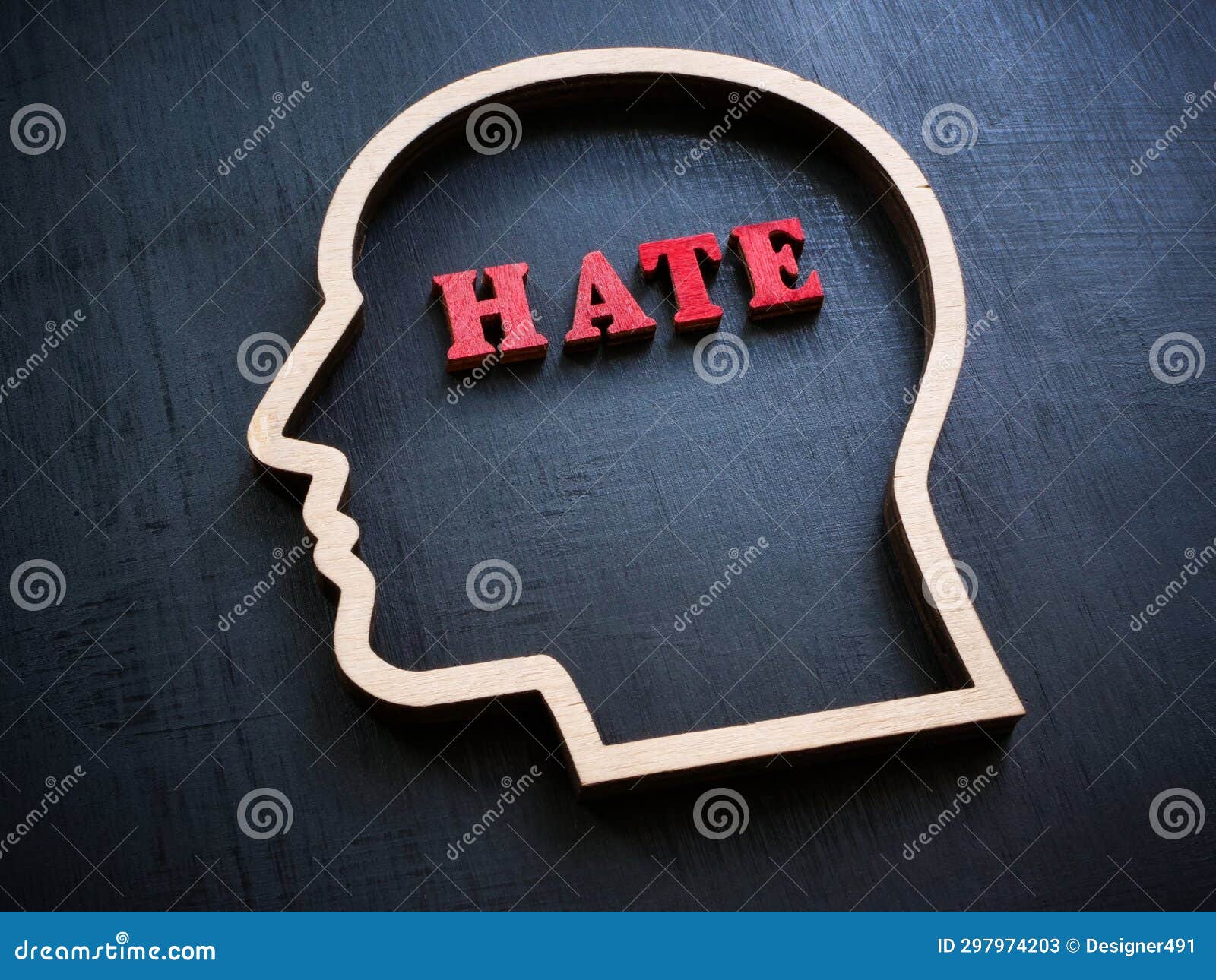 Outline of a Head with the Inscription Hate Inside. Stock Image - Image ...