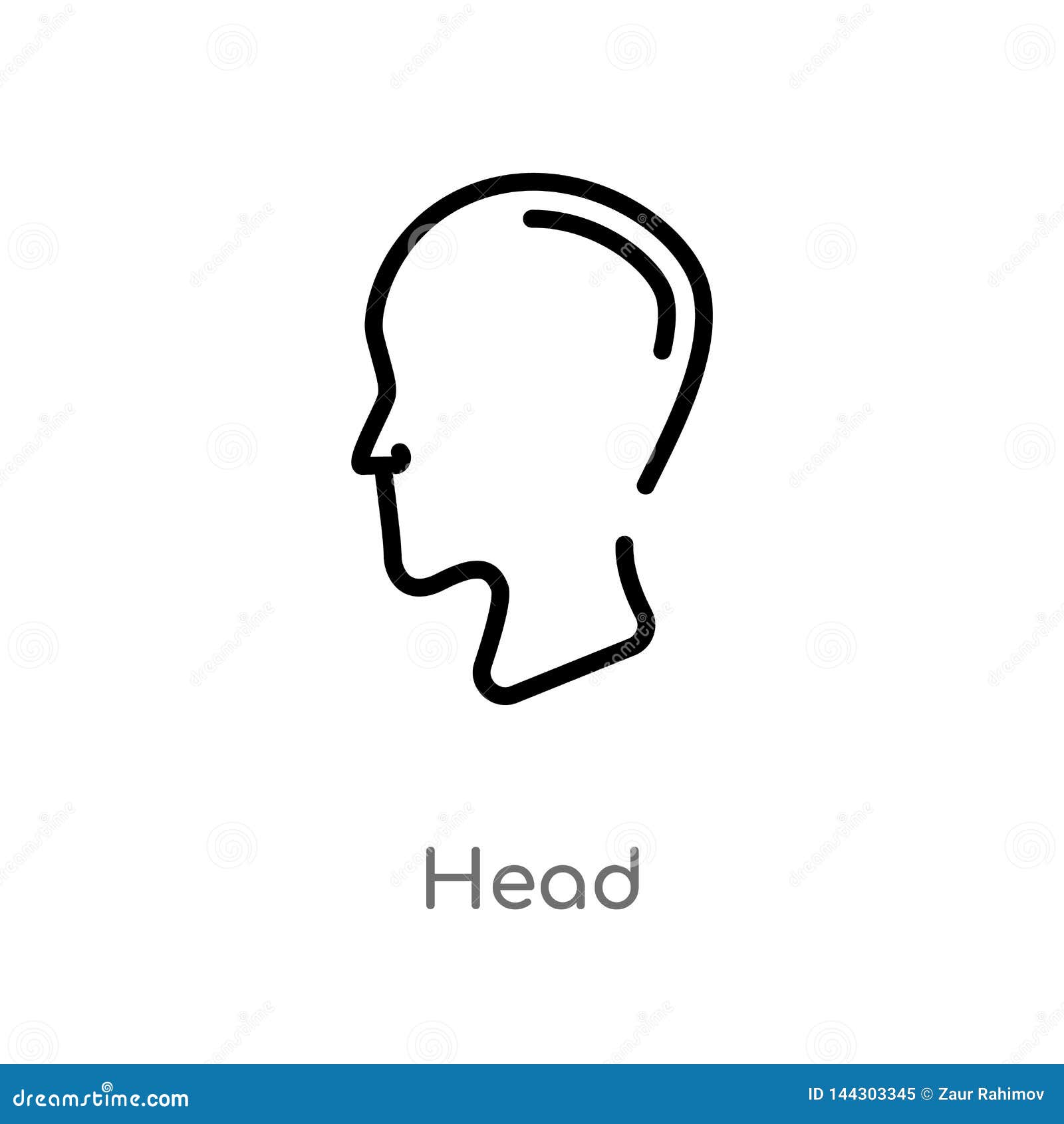 Outline Head Vector Icon. Isolated Black Simple Line Element ...