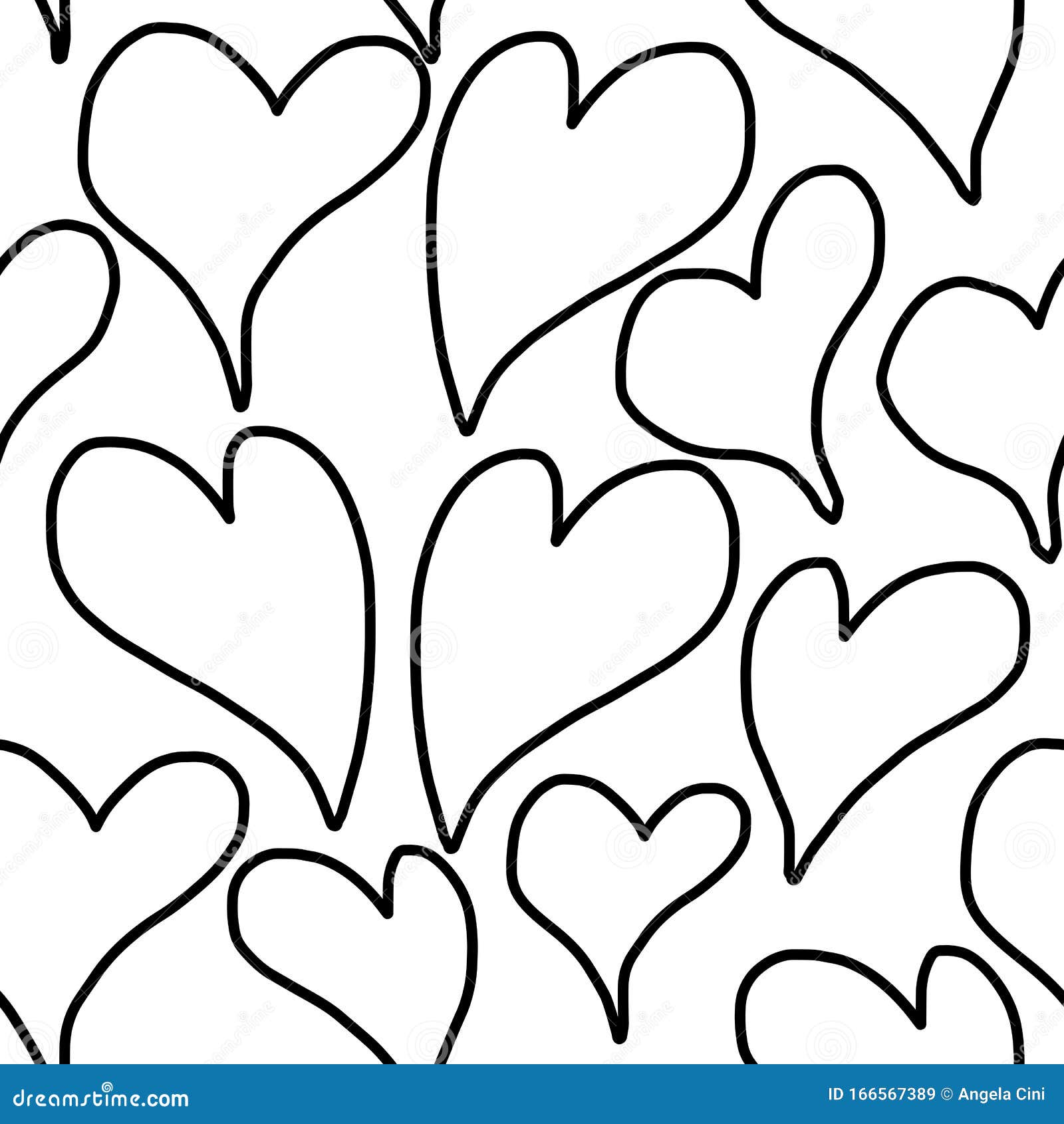 Outline Heart Seamless Pattern Design Stock Vector - Illustration of ...