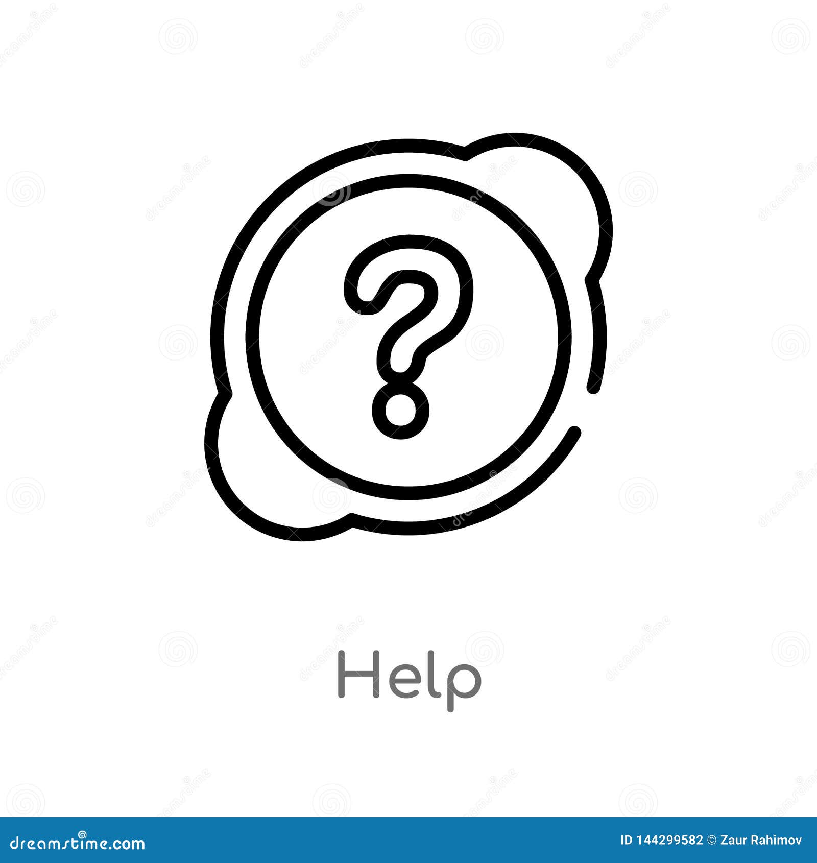 Outline Help Vector Icon. Isolated Black Simple Line Element ...