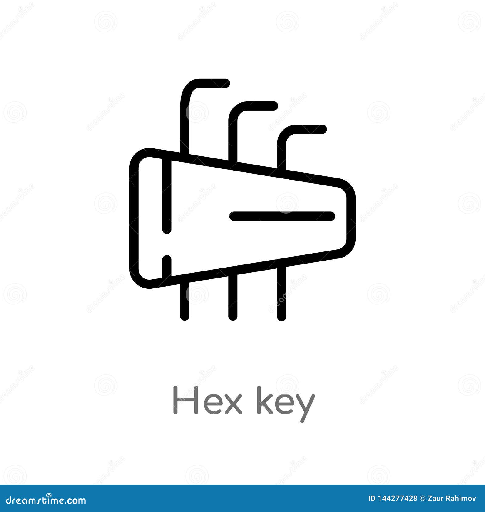 Outline Hex Key Vector Icon. Isolated Black Simple Line Element ...