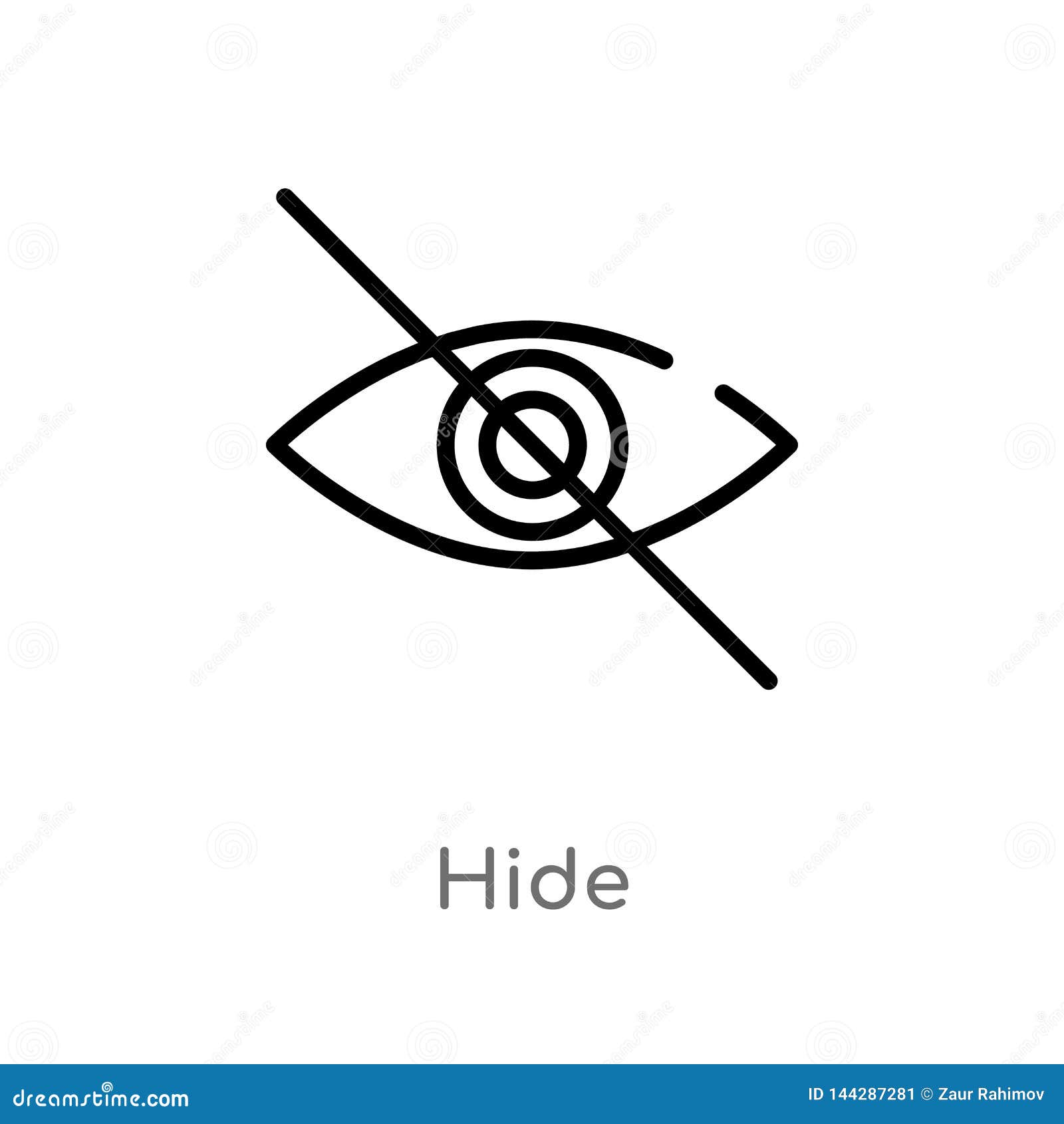 Outline Hide Vector Icon. Isolated Black Simple Line Element ...