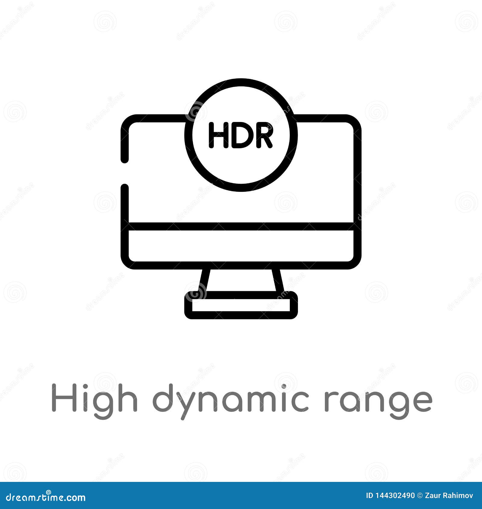 Outline High Dynamic Range Imaging Vector Icon. Isolated Black Simple ...