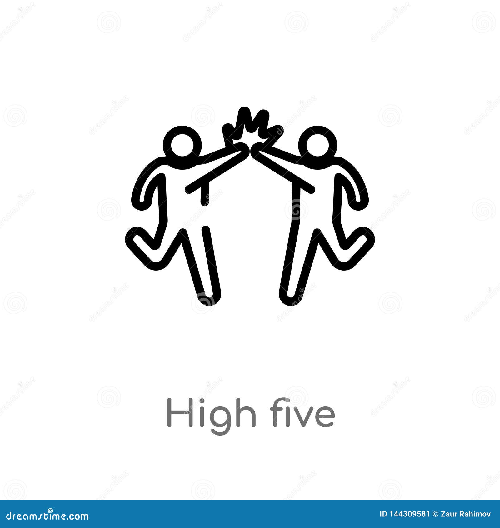 Outline High Five Vector Icon. Isolated Black Simple Line Element ...
