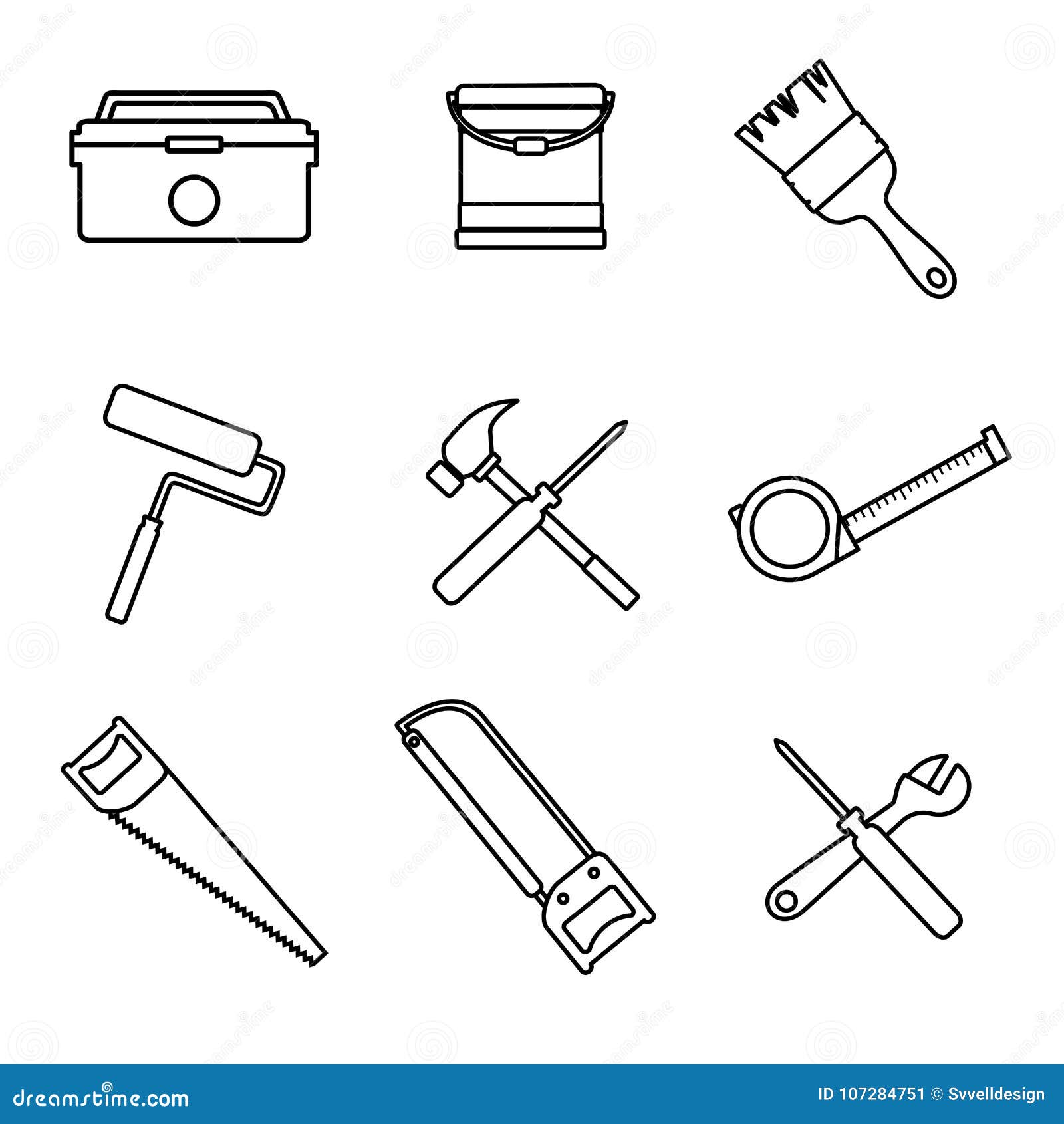 Outline Home Repair Intrument Tools Vector Illustration Graphic Stock ...