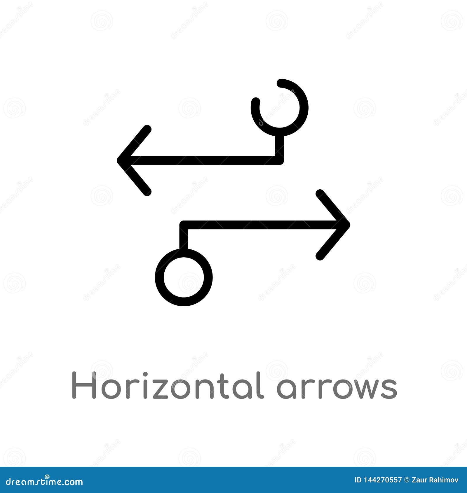 Outline Horizontal Arrows Vector Icon. Isolated Black Simple Line ...