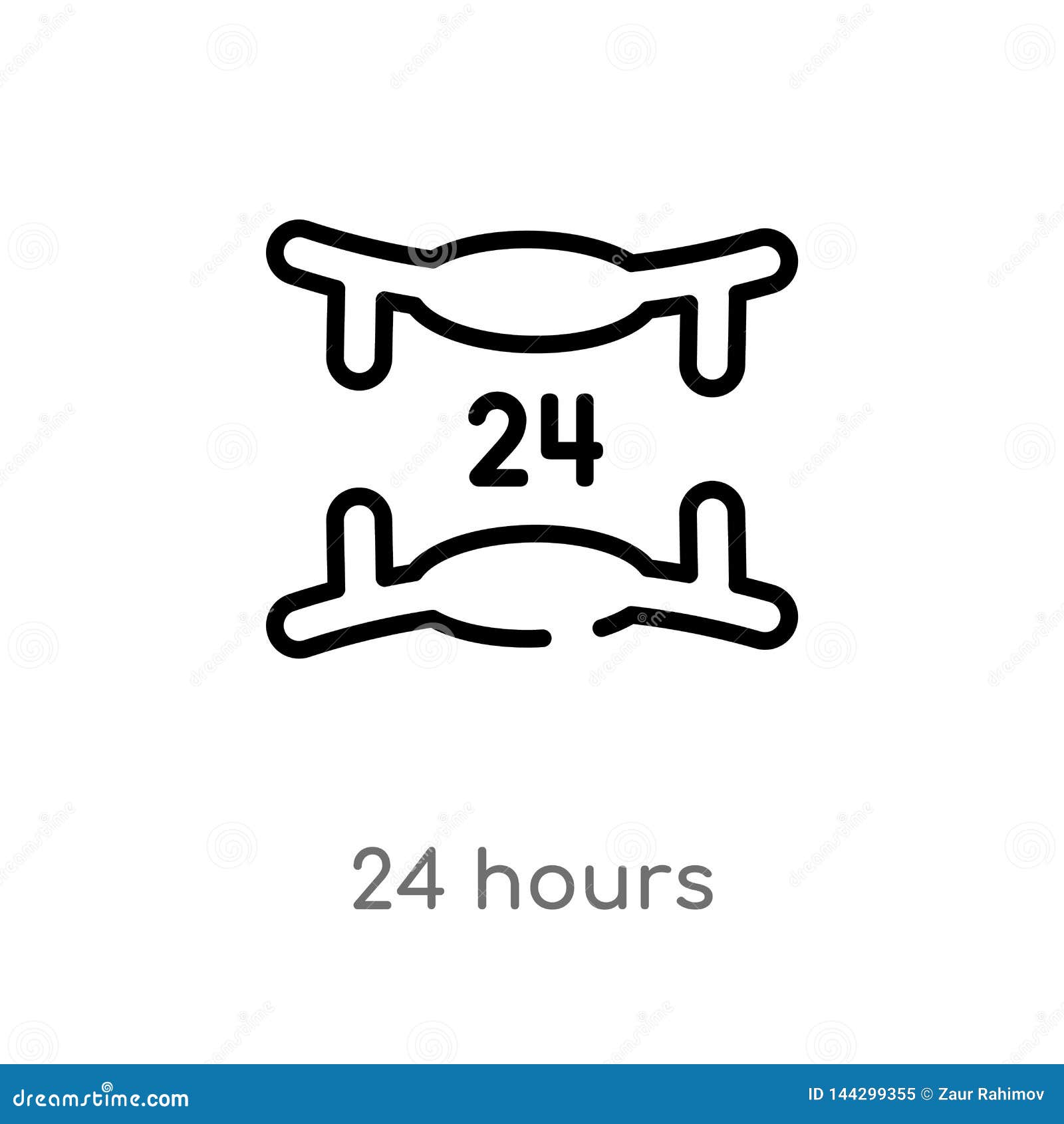 Outline 24 Hours Vector Icon. Isolated Black Simple Line Element ...