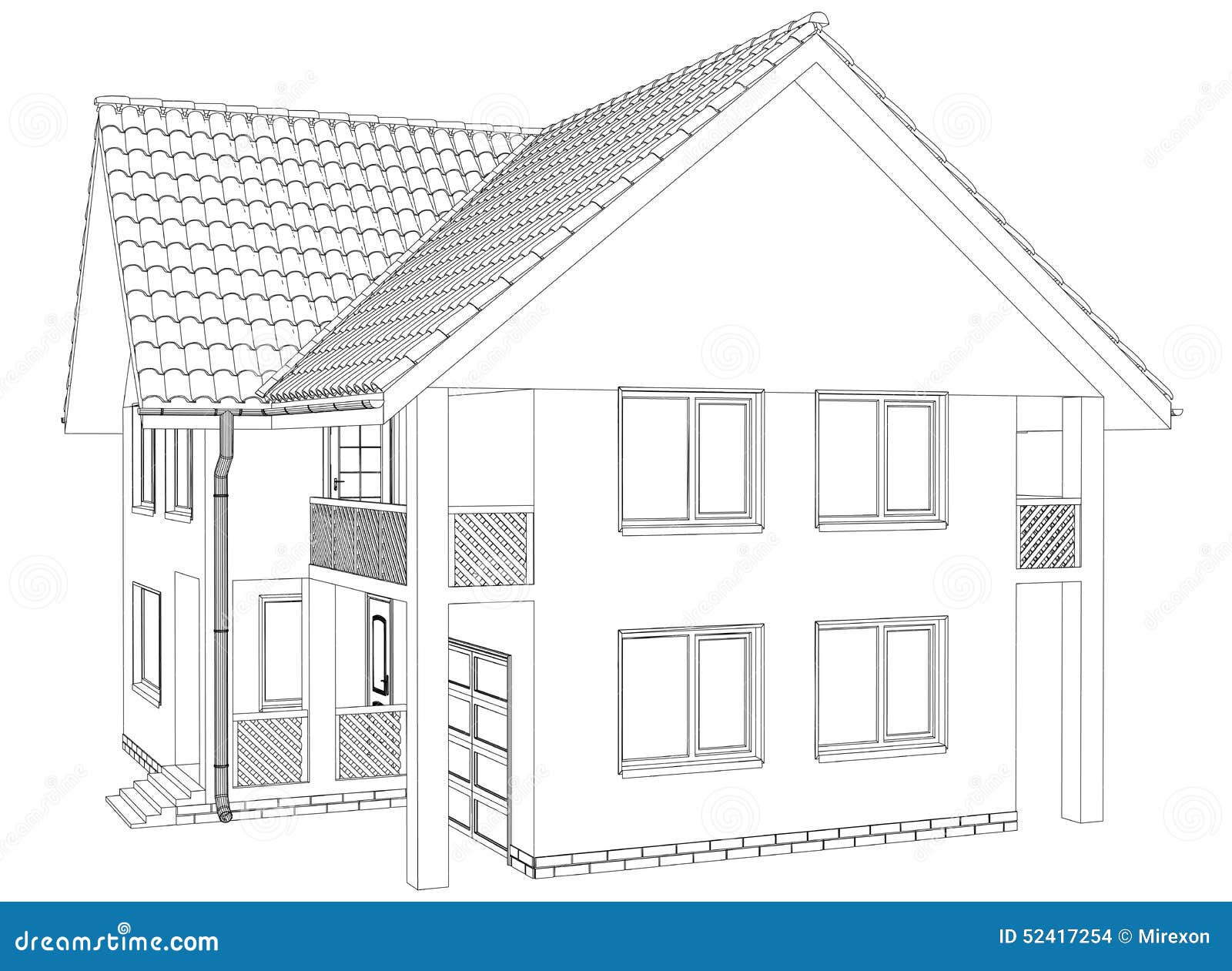 Outline House On The White Background Stock Vector - Image: 52417254