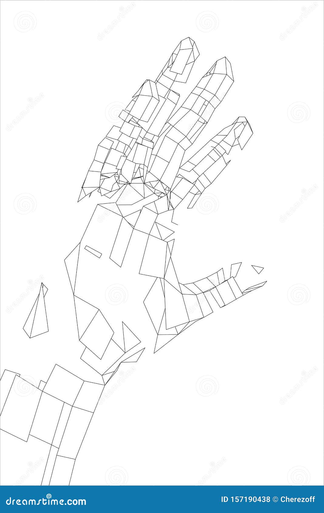 Outline Human Hand Vector. Wire-frame Style Stock Vector - Illustration ...
