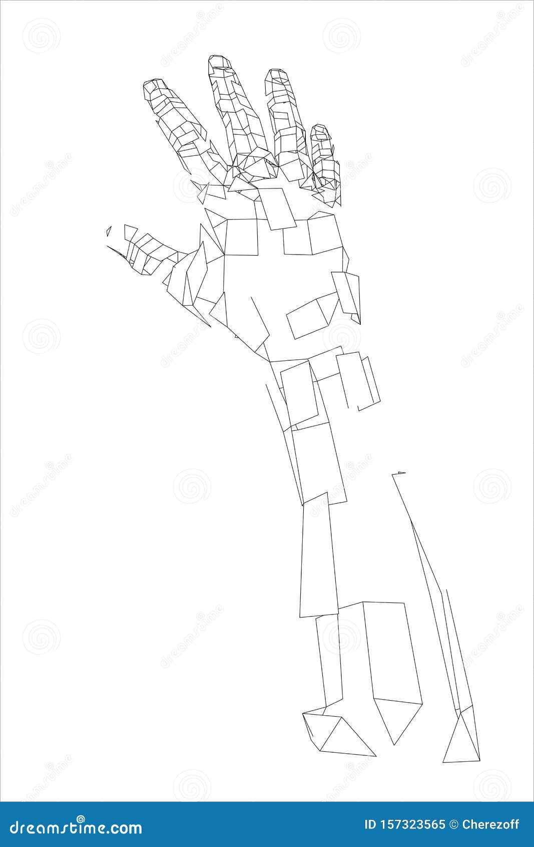 Outline Human Hand Vector. Wire-frame Style Stock Vector - Illustration ...