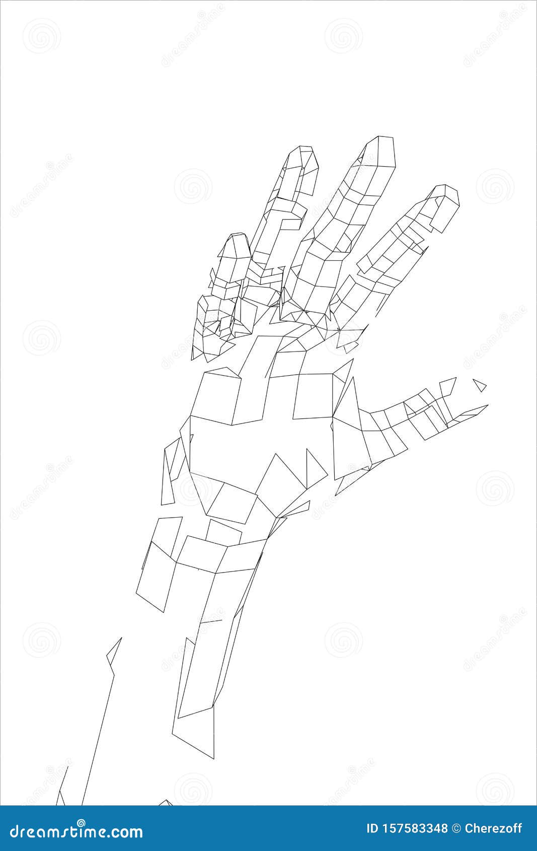 Outline Human Hand Vector. Wire-frame Style Stock Vector - Illustration ...