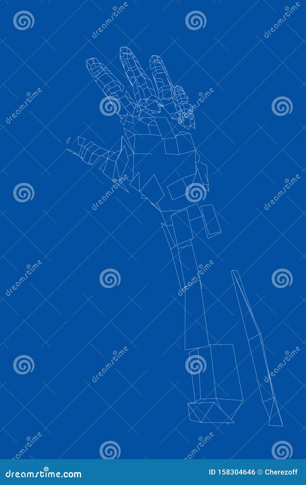 Outline Human Hand Vector. Wire-frame Style Stock Vector - Illustration ...