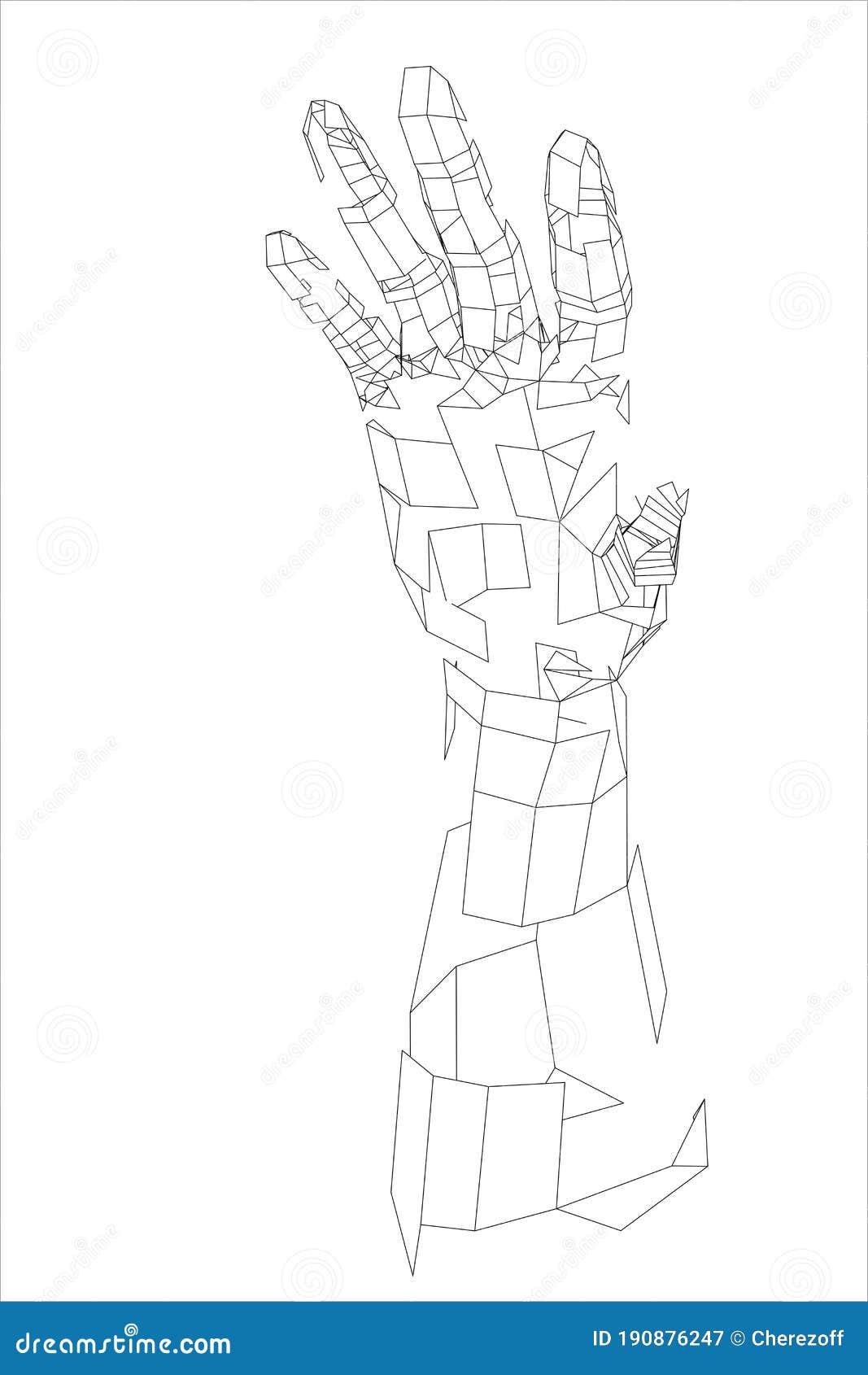 Outline Human Hand. Wire-frame Style Stock Illustration - Illustration ...