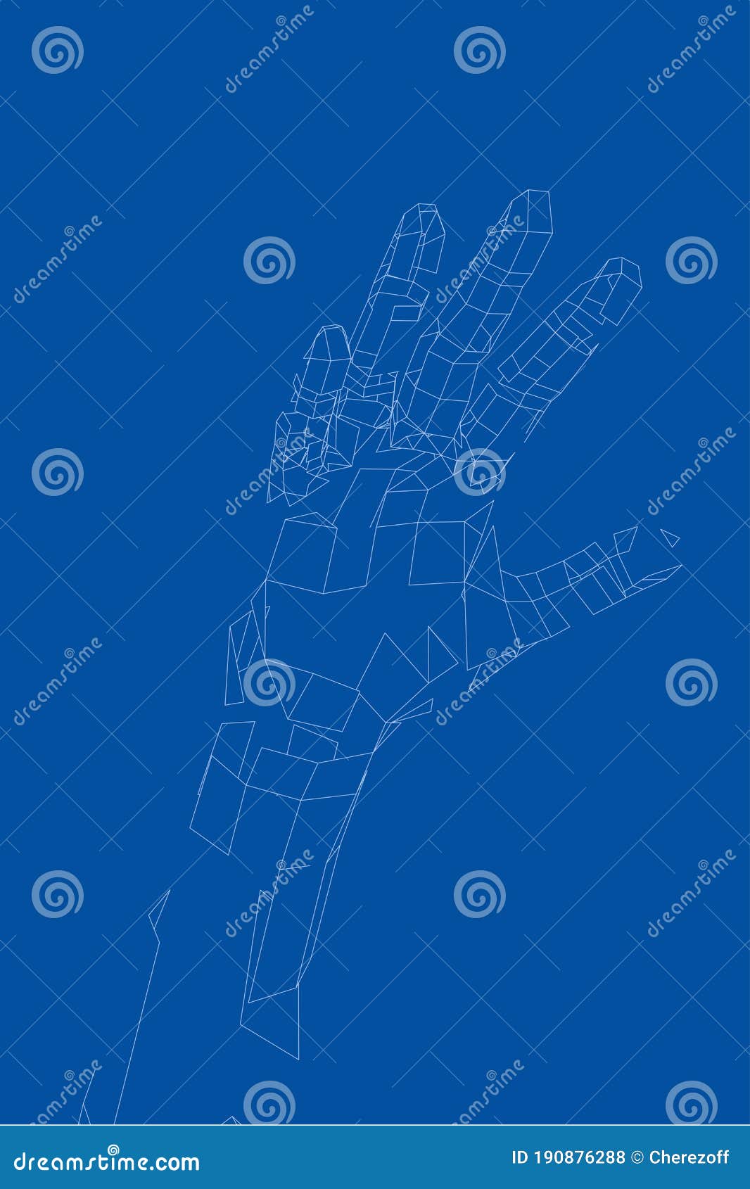 Outline Human Hand. Wire-frame Style Stock Illustration - Illustration ...