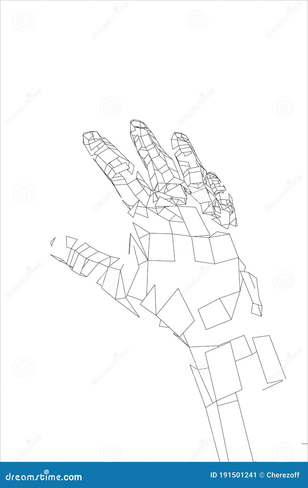 Outline Human Hand. Wire-frame Style Stock Illustration - Illustration ...
