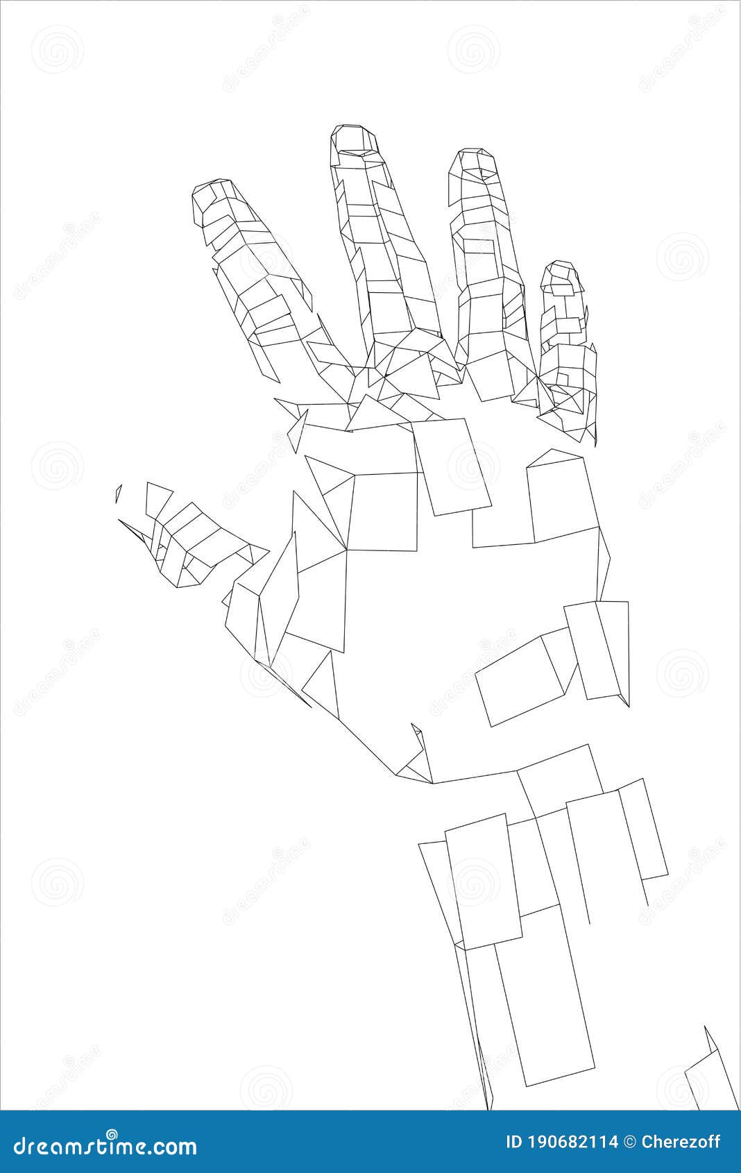 Outline Human Hand. Wire-frame Style Stock Illustration - Illustration ...