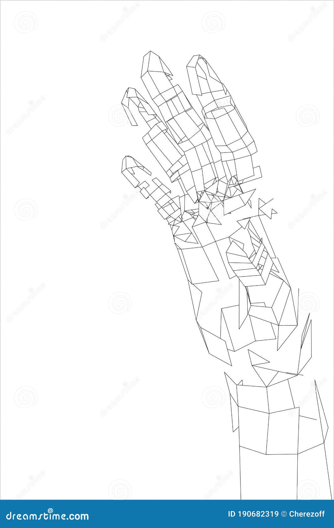 Outline Human Hand. Wire-frame Style Stock Illustration - Illustration ...